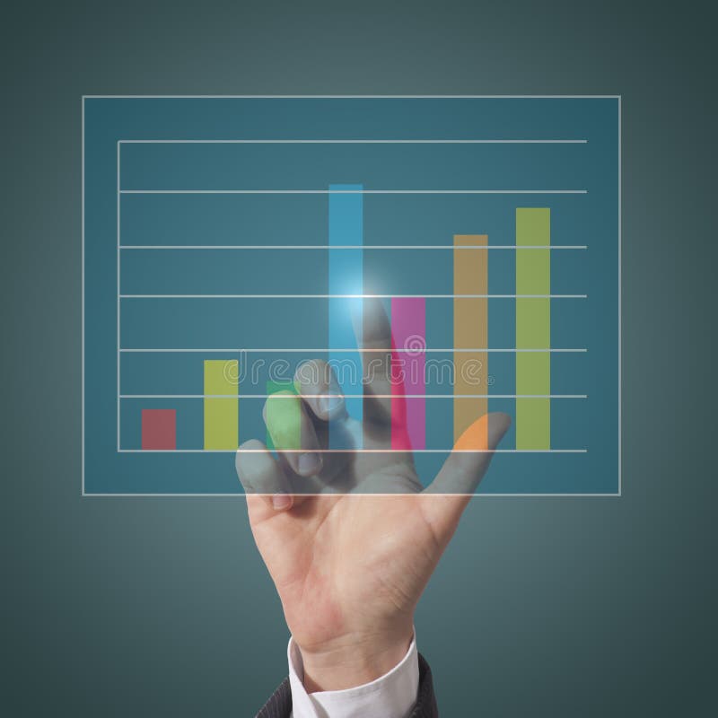 Hand Touch Screen Graph on a Tablet Stock Photo - Image of market ...