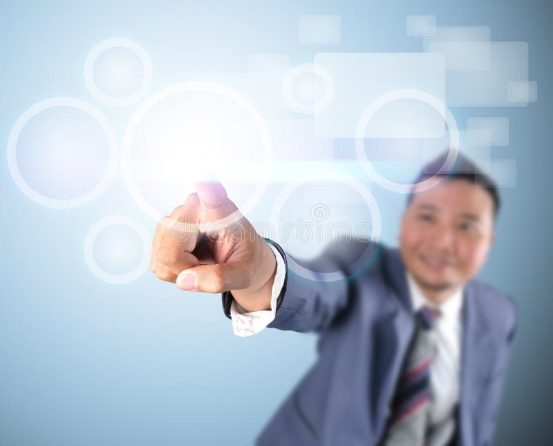 Business Man Touching Modern Digital Technology Stock Image - Image of ...