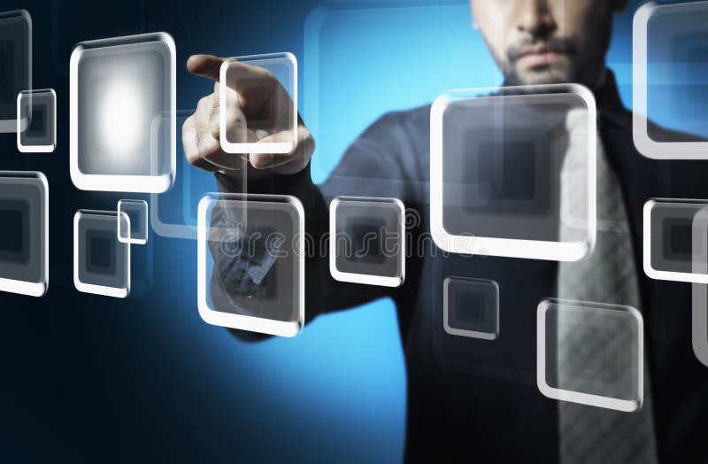 Hand of Business Man Touch Screen of Mobile Phone Stock Photo - Image ...