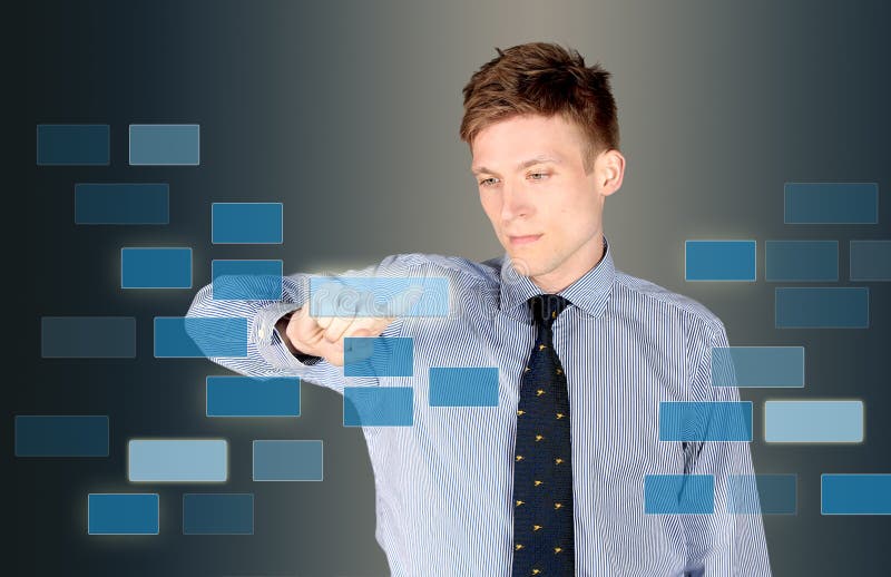 Business man touchscreen stock photo. Image of businessman - 29635298