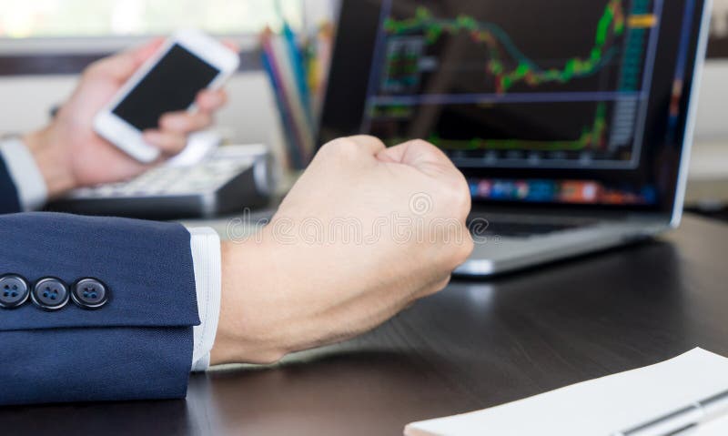 Business Man Trading Stock on Computer Succesfully Stock Photo - Image ...