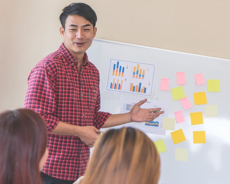 Business Man Training Office Worker on Whiteboard Stock Image - Image ...