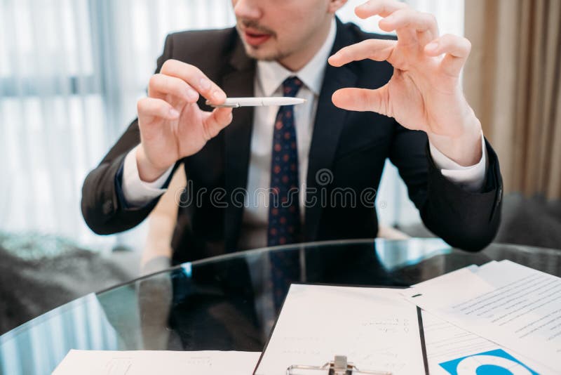 Business Man Explaining Idea Creative Thinking Stock Photo - Image of ...