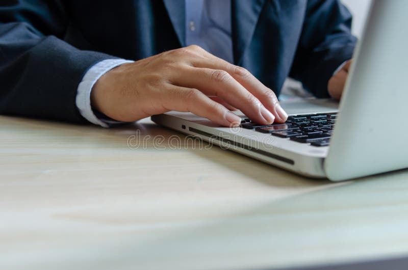Business Man Typing on Keyboard Computer Laptop Stock Image - Image of ...