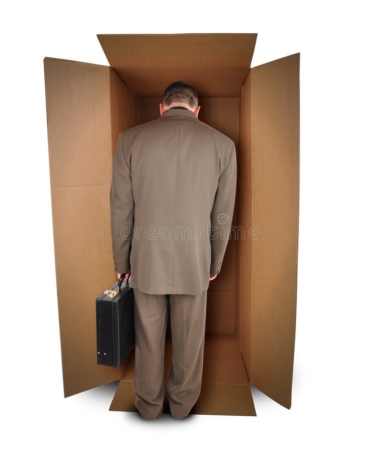 Business Man Unhappy Job in Box Stock Photo - Image of promotion ...