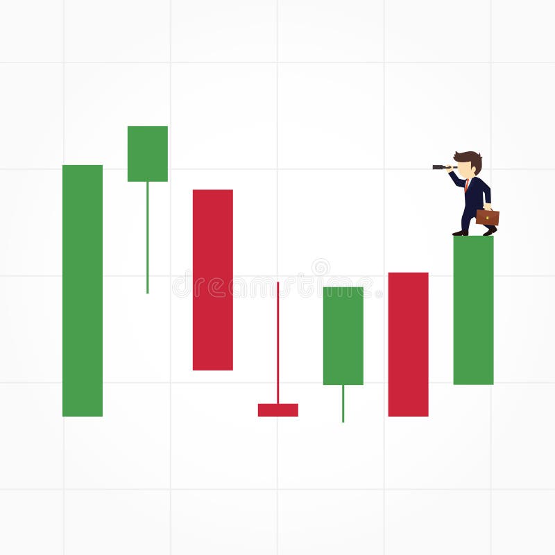 Business Man Use Binocular Forecasting Graph. Stock Vector ...