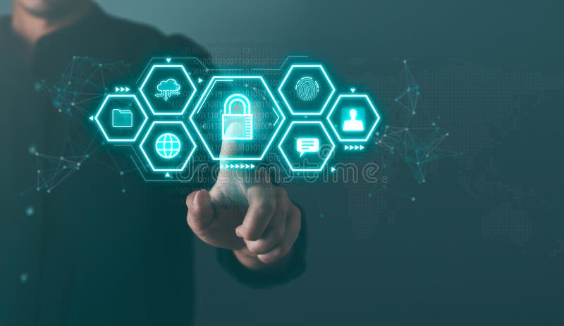 Business Man Use Laptop with Security Icon Screen Stock Photo - Image ... Business Man Use Laptop with Security Icon Screen Stock Photo - Image ...