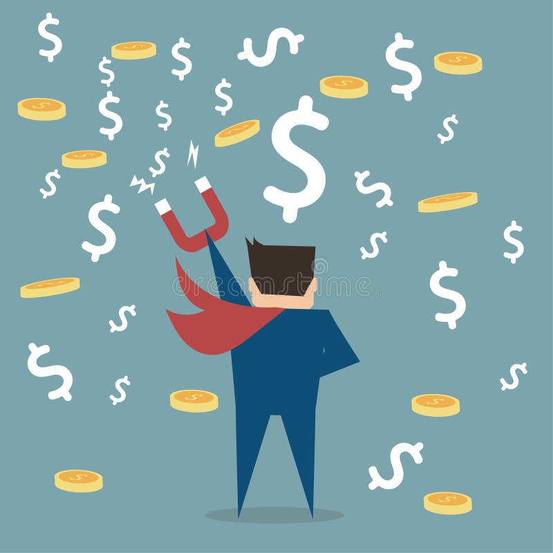 Business Man Use Magnet To Keep Money Falling,money Saving on Flat ...
