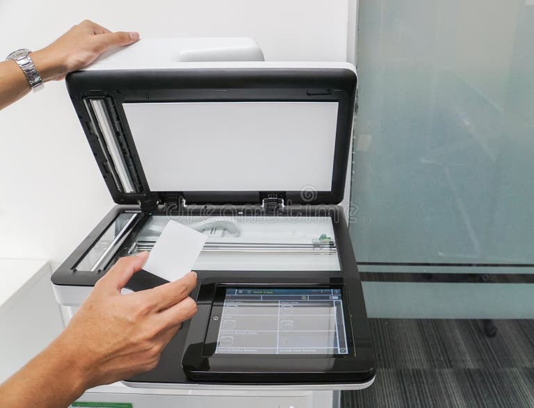 Business Man Use Mock Up Key Card for Scanning Document Stock Image ...