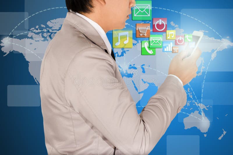 Business Man Use a Smart Phone for Business. Stock Image - Image of ...