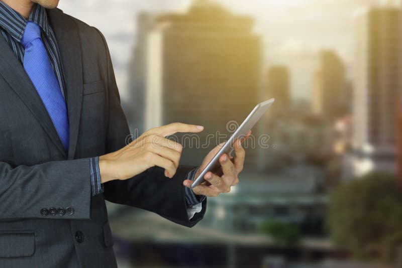 Business Man Use Tablet, Data Technology Concept Stock Photo - Image of ...