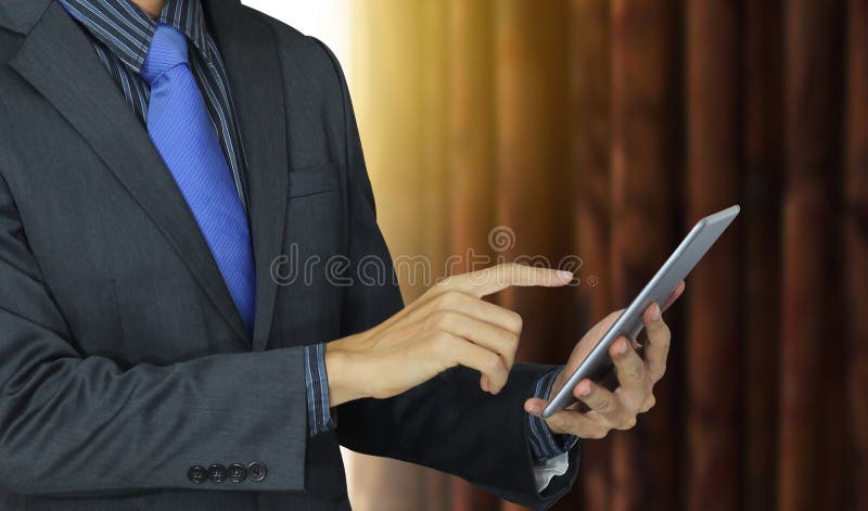 Business Man Use Tablet, Data Technology Concept Stock Image - Image of ...