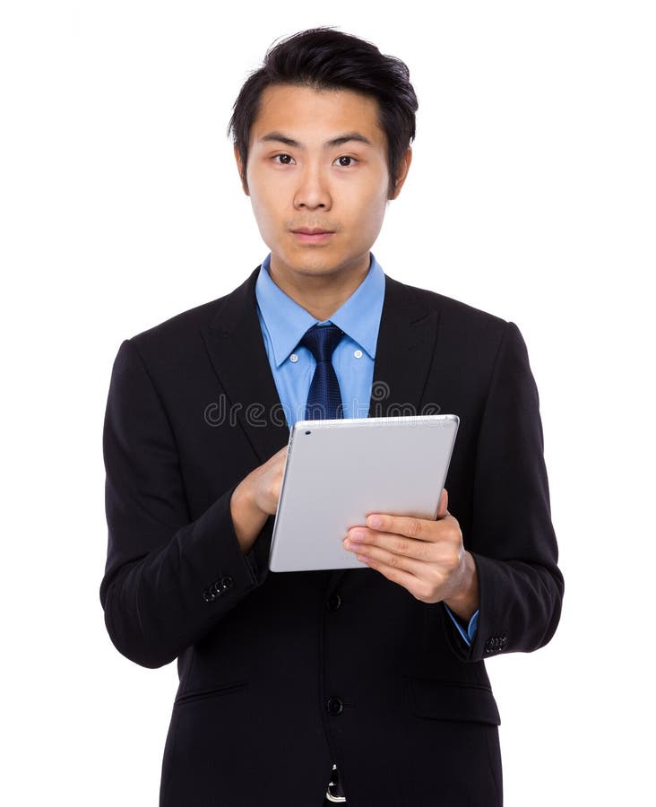 Business man use tablet stock photo. Image of asia, isolated - 45904064