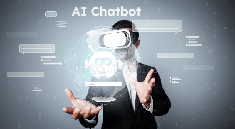 Business Man Using Chat Bot To Support and Assistant Performance ...
