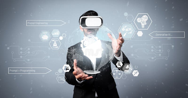 Business Man Using Chat Bot To Support and Assistant Performance ...