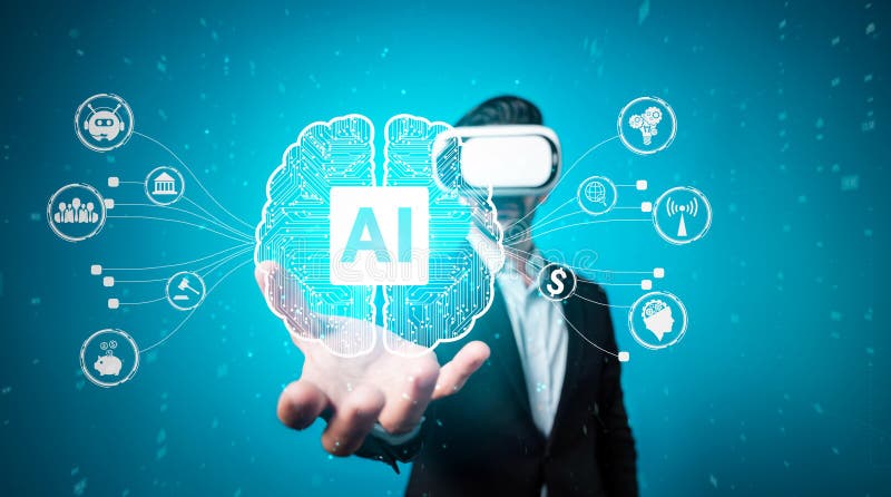 Business Man Using Chat Bot To Support and Assistant Performance ...