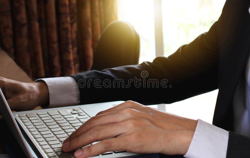 Business Man Using a Computer Stock Image - Image of connecting, screen ...
