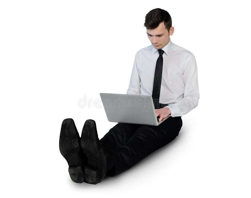 Business Man Using Computer Stock Image - Image of office, full: 55936551