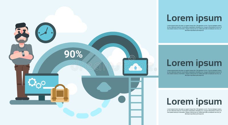 Business Man Using Computer Share Data Cloud Computing Technology Stock ...