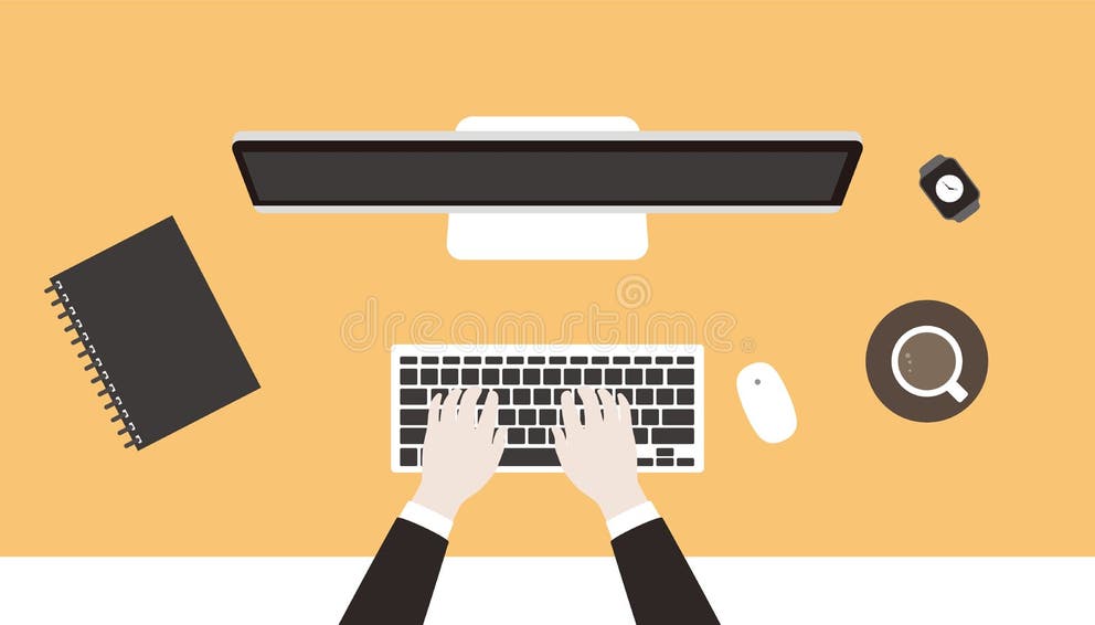 Business Man Using the Computer, Vector Illustration Stock Vector ...