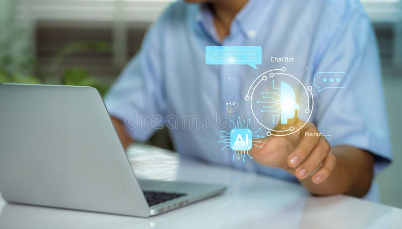 Business Man Using Digital Chatbot Application Artificial Intelligence ...