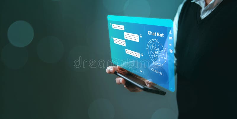 Business Man Using Digital Chatbot Application Artificial Intelligence ...