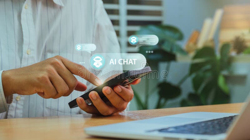 Business Man Using Digital Chatbot Application Artificial Intelligence ...