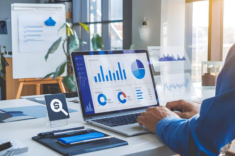 Business Man Using Digital Tablet Analyzes Business Data, Busy Working ...