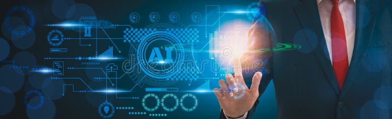 Business Man Using Interface Screen Display To Analyze and Process ...