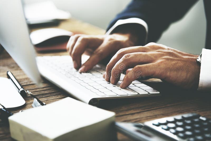 Business Man Using Keyboard Working Appointment Concept Stock Photo ...