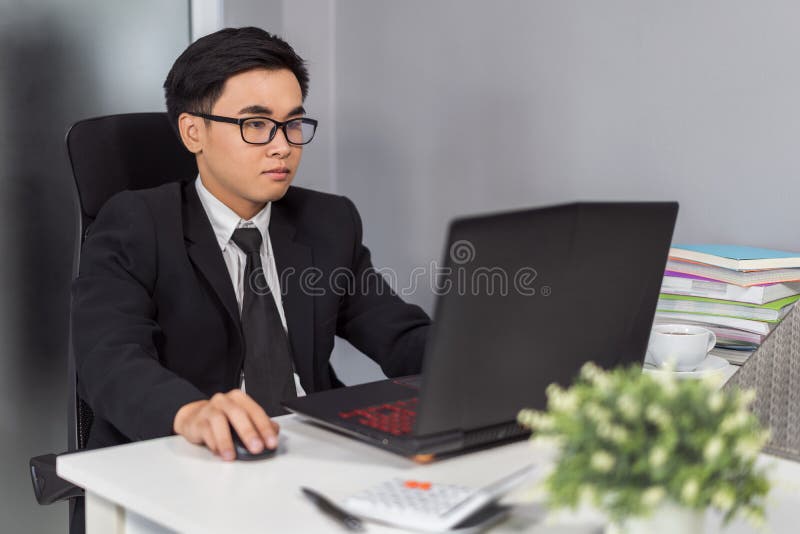 Business Man Using Laptop Computer Stock Photo - Image of office ...
