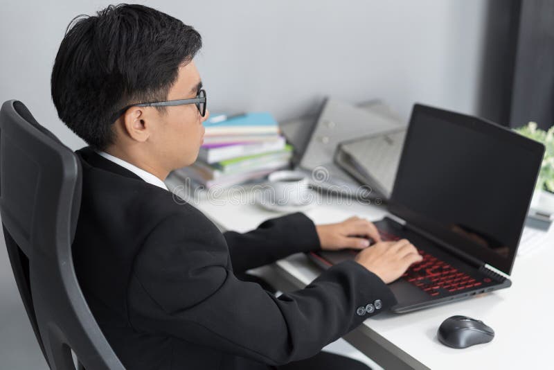 Business Man Using Laptop Computer Stock Image - Image of japanese ...