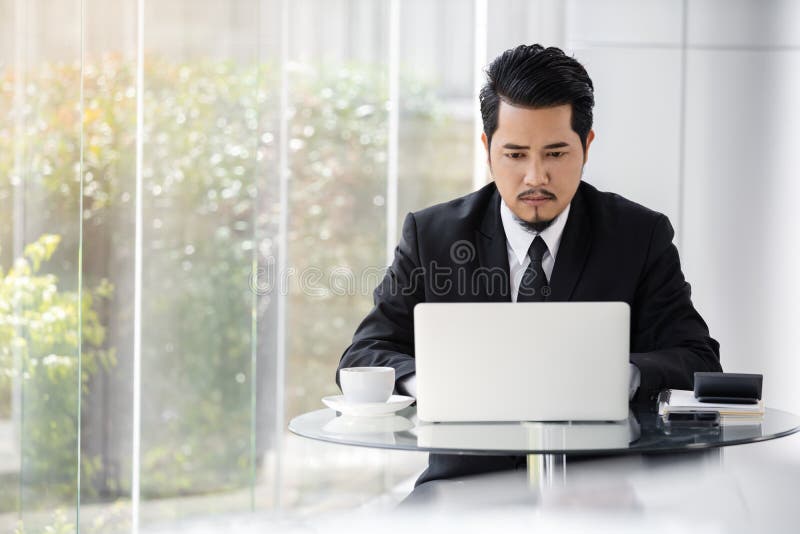 Business Man Using Laptop Computer Stock Image - Image of internet ...