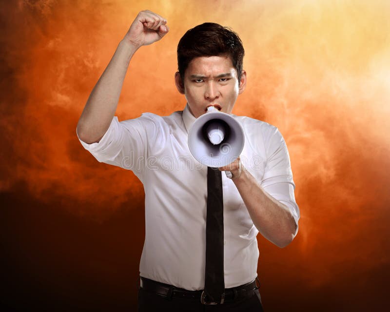 Business Man Using Megaphone Stock Image - Image of emotion, energetic ...