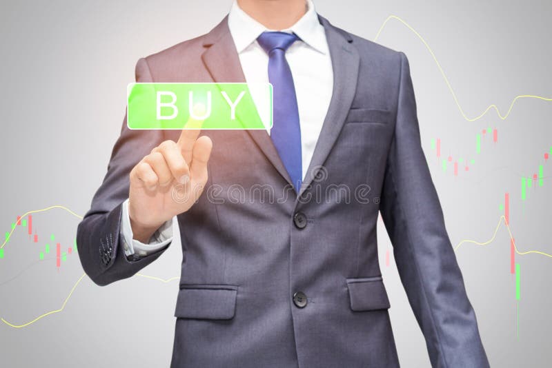The Business Man Using Modern Visual Technology for Trading To Buy in ...