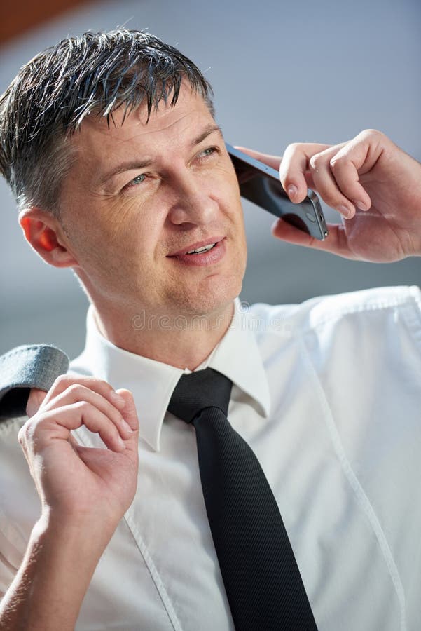 Business man using phone stock image. Image of city, business - 57790075