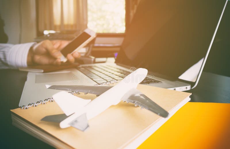 Business Man is Using Phone To Book Business Trip Stock Image - Image ...