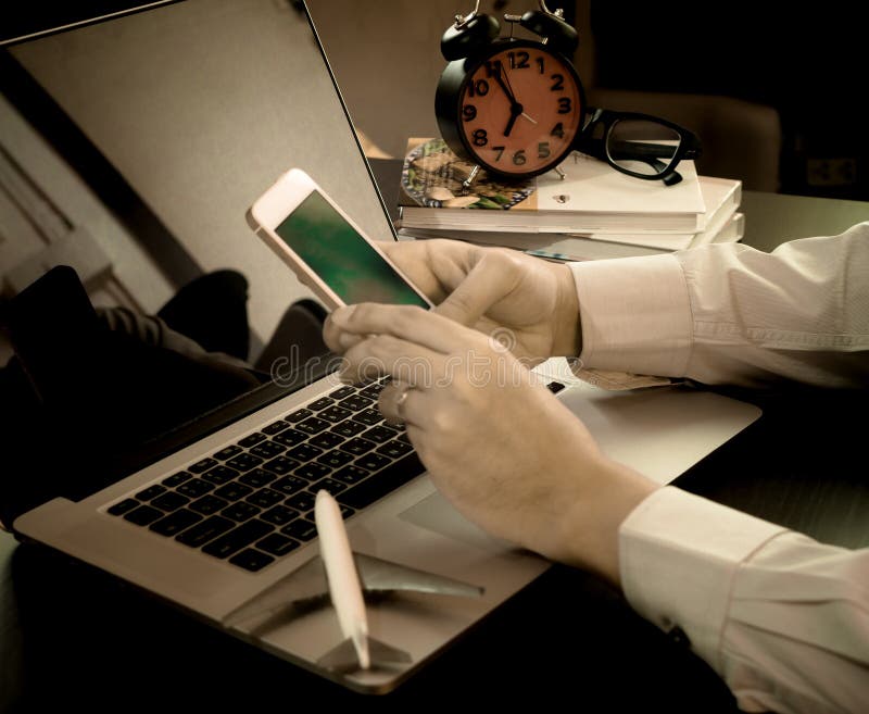 Business Man Using Phone To Manage His Business Trip. Stock Image ...