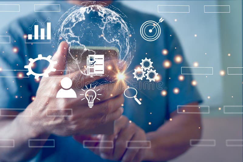 Business Man Using Smart Phone To Online Transaction with Internet ...