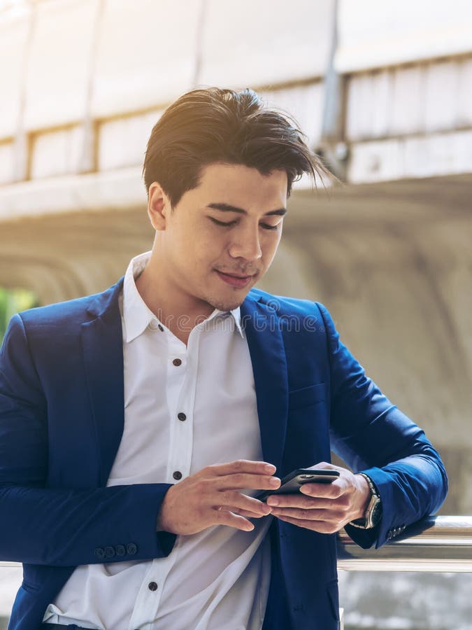 Business Man Using Smartphone Stock Photo - Image of people, buildings ...
