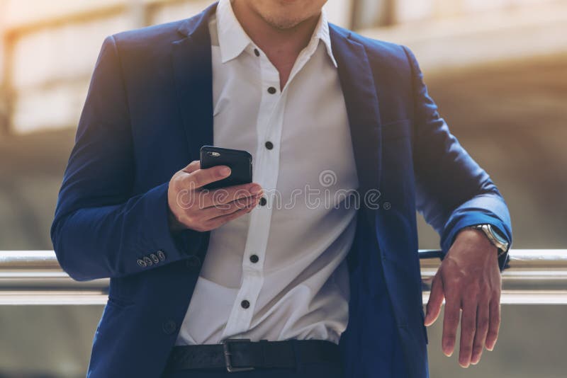 Business Man Using Smartphone Stock Image - Image of boss, asian: 107756227