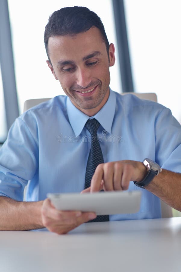 Business Man Using Tablet Compuer at Office Stock Image - Image of ...