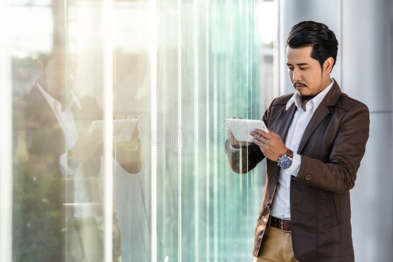 Business Man Using Tablet in Office Stock Photo - Image of ...
