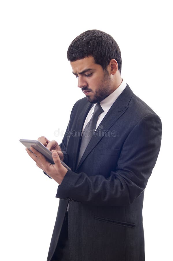 Business Man Using Tablet Pc Stock Photo - Image of feelings, exchange ...