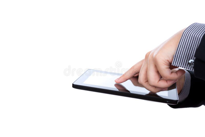 Business Man Using A Touch Screen Device Stock Photo - Image of ...