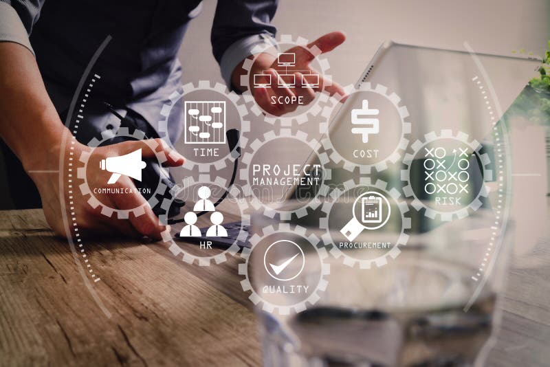 Business Man Using VOIP Headset with Digital Tablet Computer Doc Stock ...