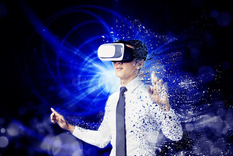 Businessman Using VR Computer and Modern Technology Concept Stock Photo ...