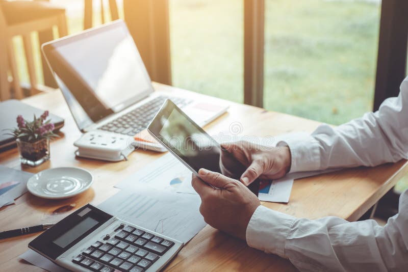 Business Man Using a Working Tablet Stock Image - Image of businessman ...
