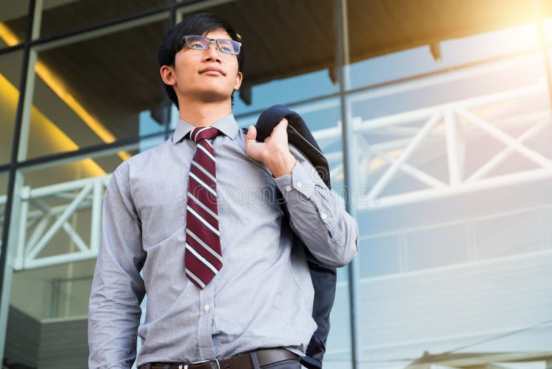 Business Man Waiting Colleague Outside the Office Stock Image - Image ...