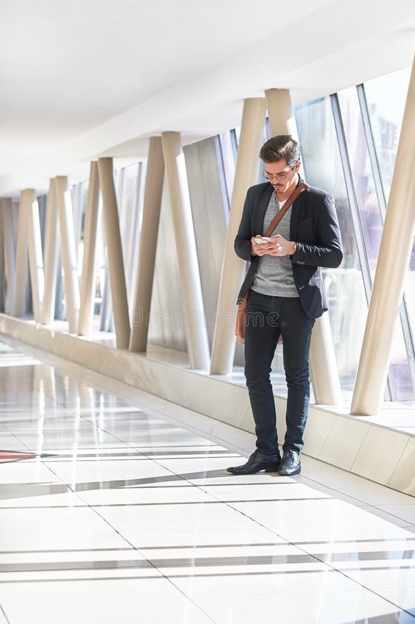 Business Man Waiting in Hallway Stock Photo - Image of waiting ...